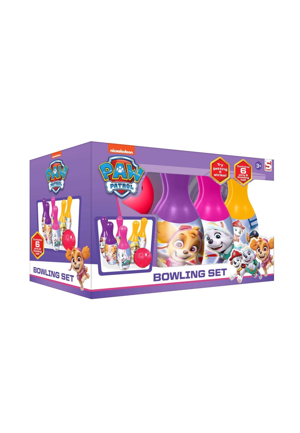 Bowling set, Paw Patrol, roz, 6 piese